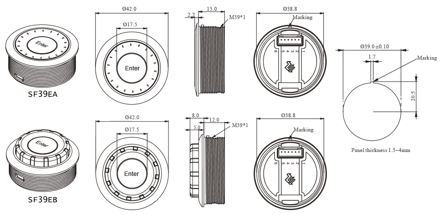 產品-SF39EB-尚圃SHANPU帶燈開關製造商主要生產產品有什麼? 帶燈按鈕開關 輕觸開關 按鍵開關生產製造商