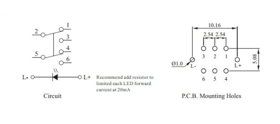 Product-ZSPE DPDT LED Push Button Switch TH version, Choose from ...